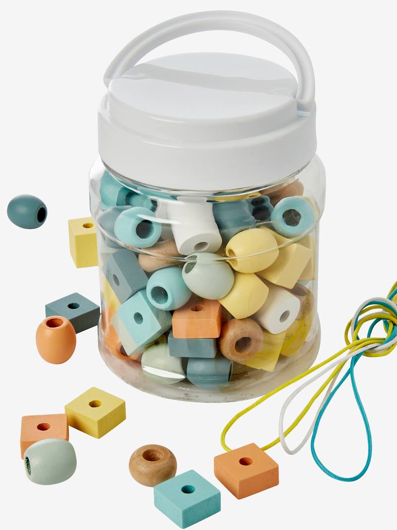 Bucket with Large Wooden Beads Mix - Wood FSC® Certified - multi, Toys ...