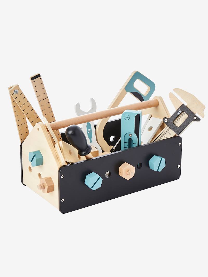Wooden Construction Tool Box - FSC® Certified - black, Toys | Vertbaudet