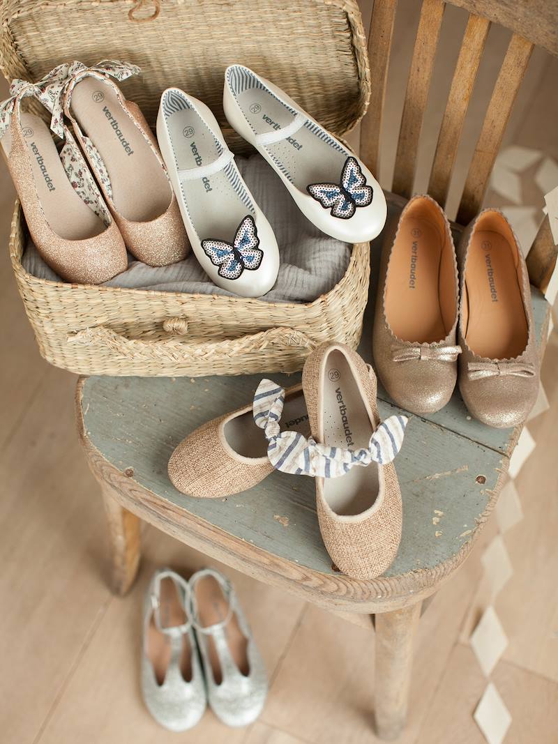 Leather Ballet Pumps, for Girls - gold, Shoes | Vertbaudet