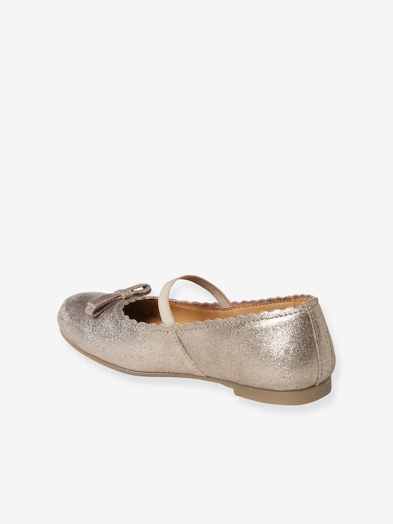 Leather Ballet Pumps, for Girls - gold, Shoes | Vertbaudet