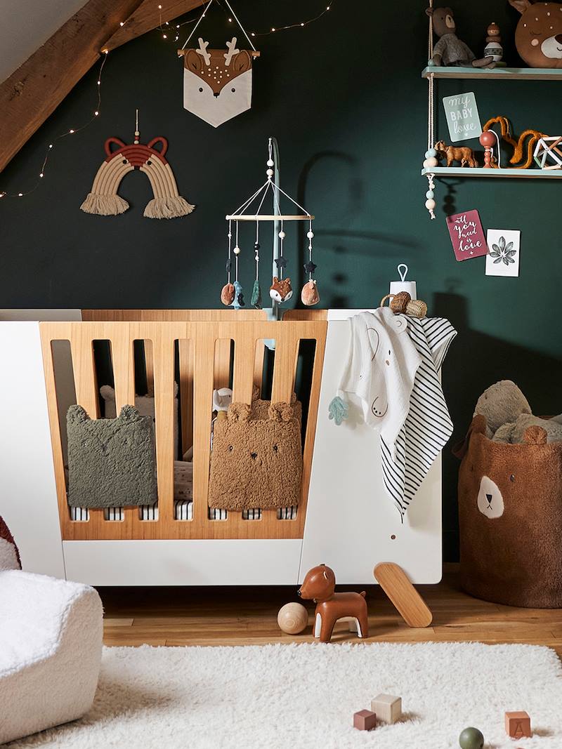 Full Cot Bumper, Green Forest - white, Bedding & Decor | Vertbaudet