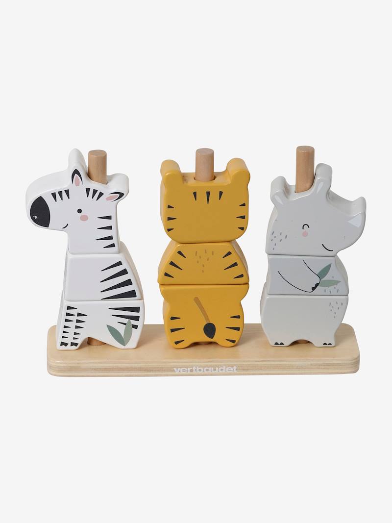 Stackable Jungle Animals in FSC® Wood - beige medium solid with decor ...