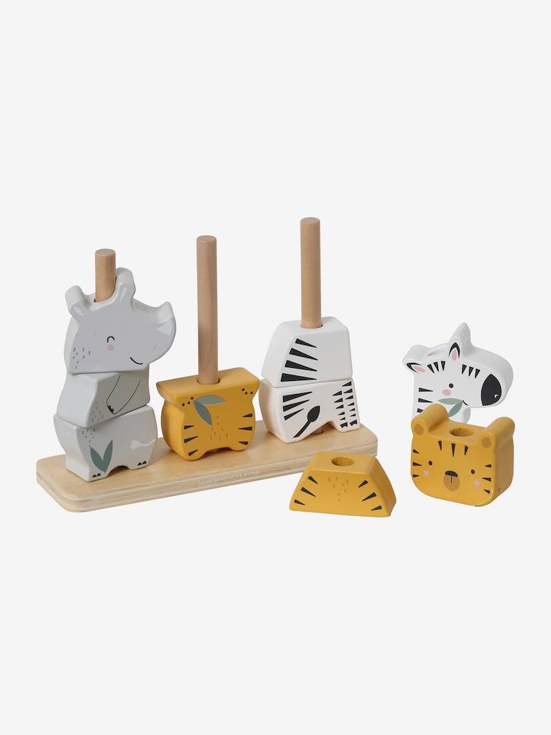 Stackable Jungle Animals in FSC® Wood - beige medium solid with decor ...