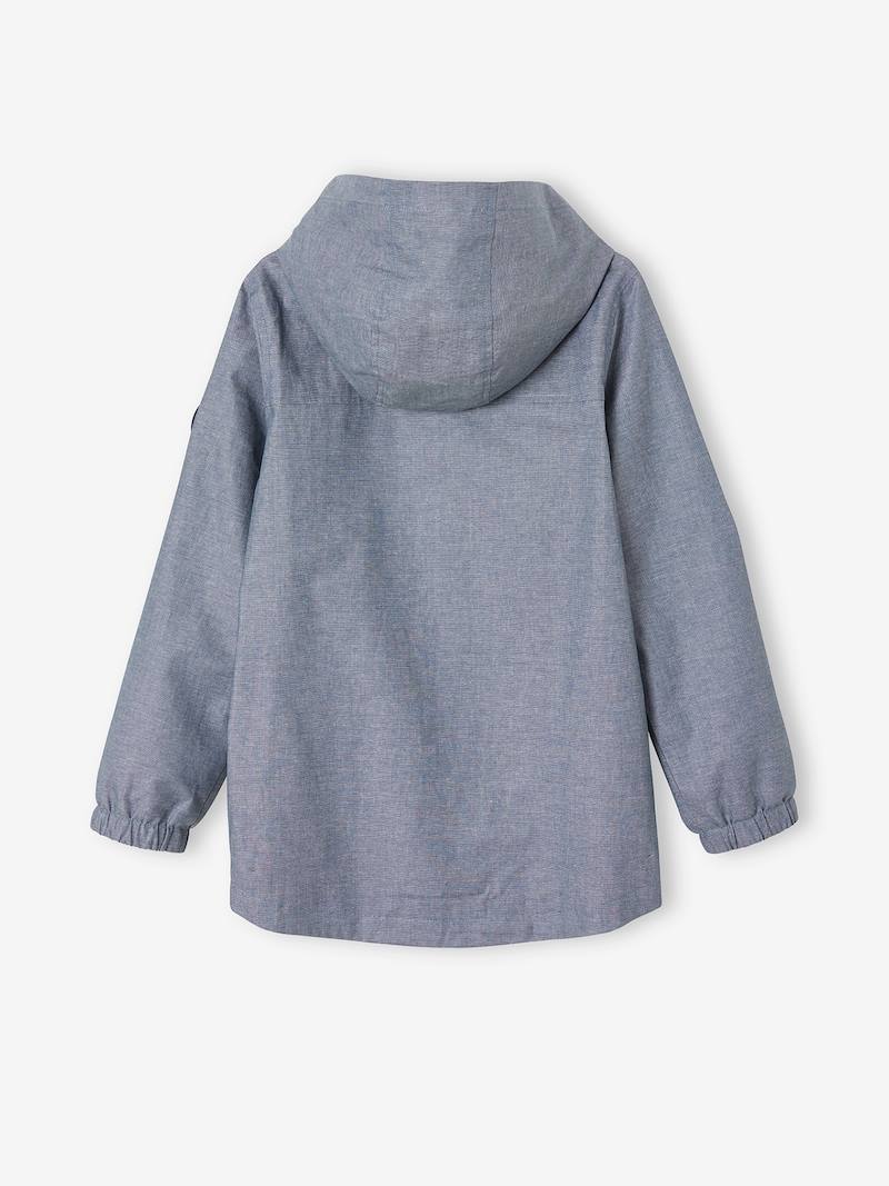Water-Repellent Windcheater with Hood, in Chambray, for Boys - blue ...