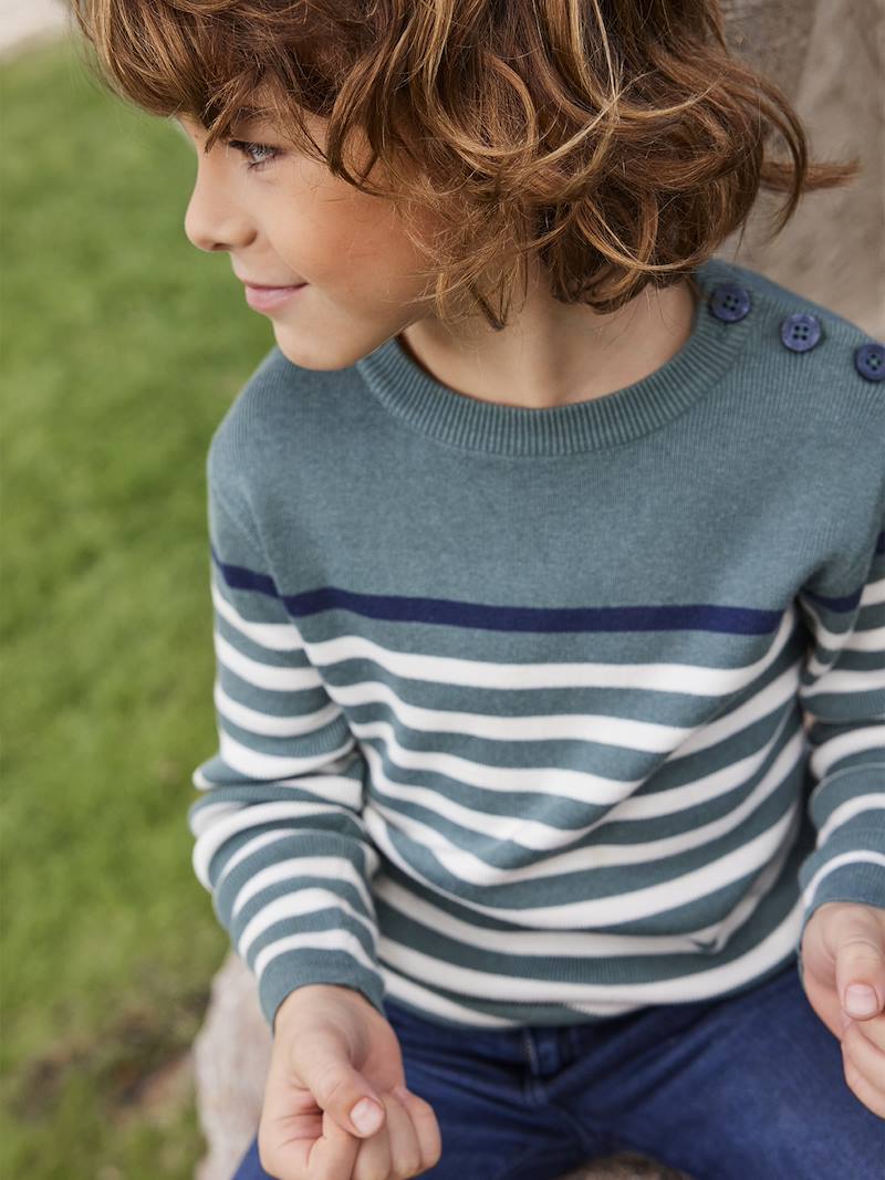Sailor-Style Striped Jumper for Boys - brown medium striped, Boys ...