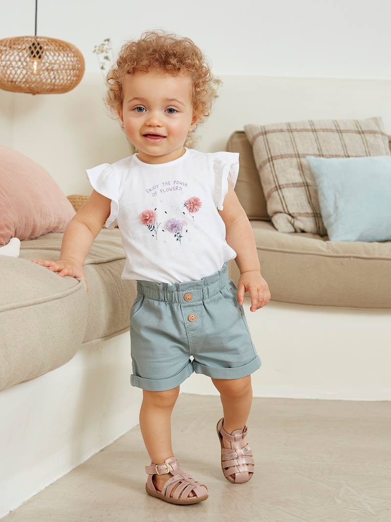 T-Shirt with Flowers in Relief, for Babies - light pink, Baby | Vertbaudet