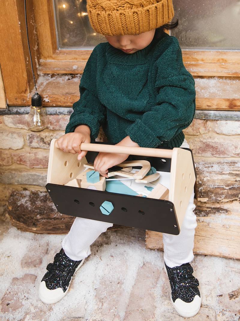 Wooden Construction Tool Box - FSC® Certified - black, Toys | Vertbaudet