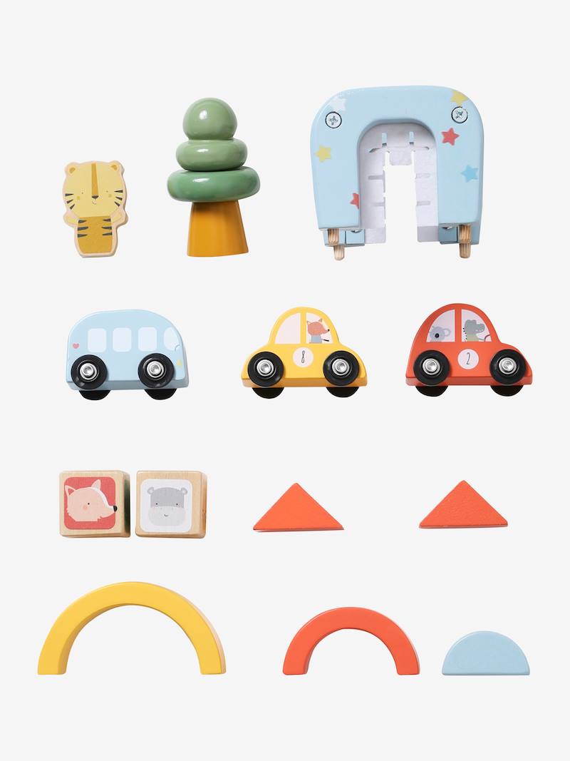 Car Track Activity Table in FSC® Wood - beige light solid with design ...