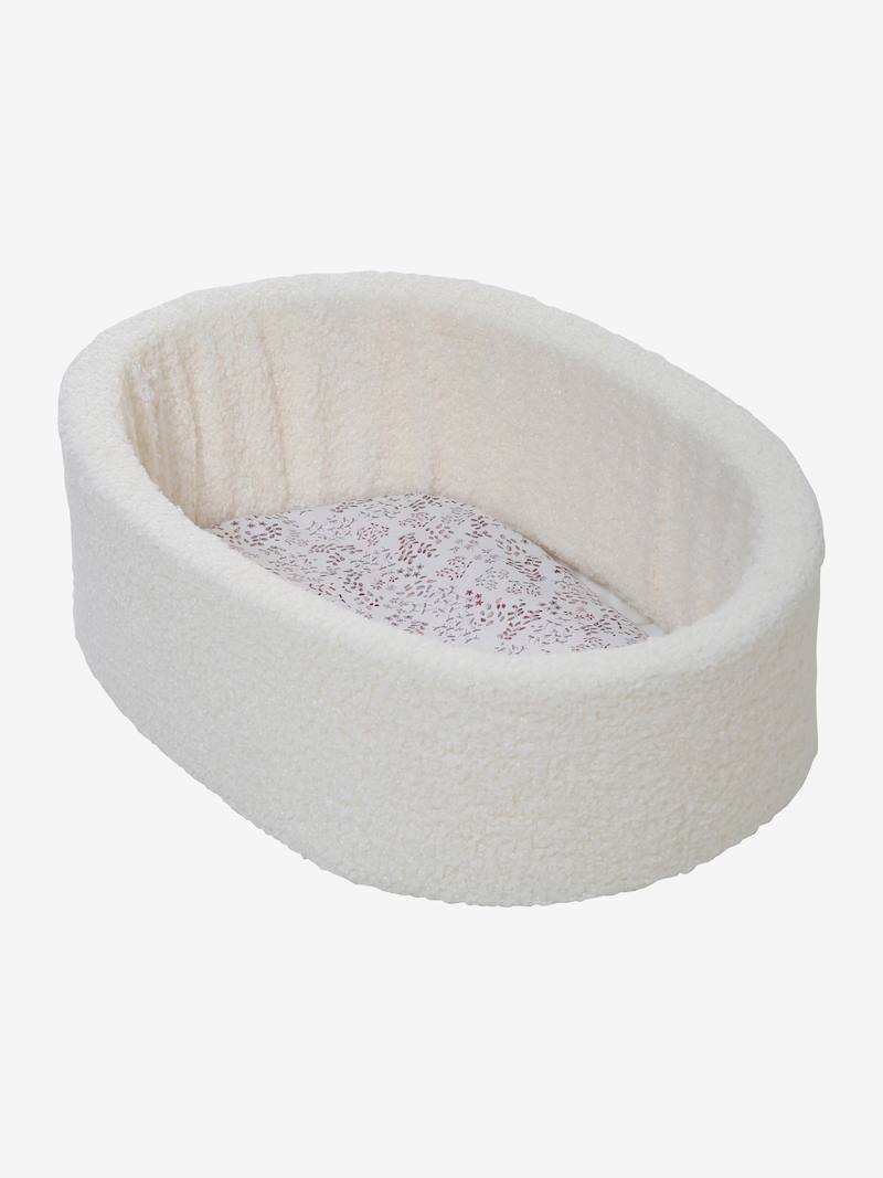Cradle in FSC® Wood & Bouclé Fabric - white medium solid, Toys | Vertbaudet