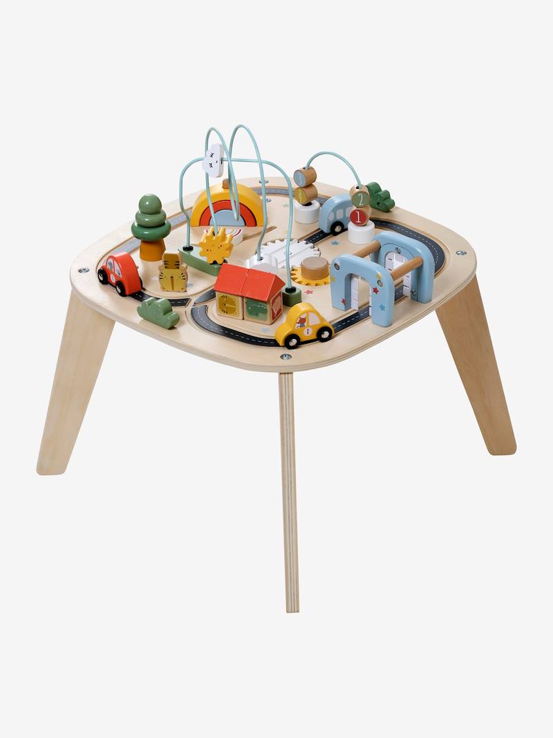 Car Track Activity Table in FSC® Wood - beige light solid with design ...