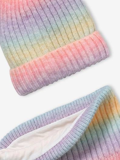 Rainbow Beanie & Snood Set for Girls, Girls | Vertbaudet