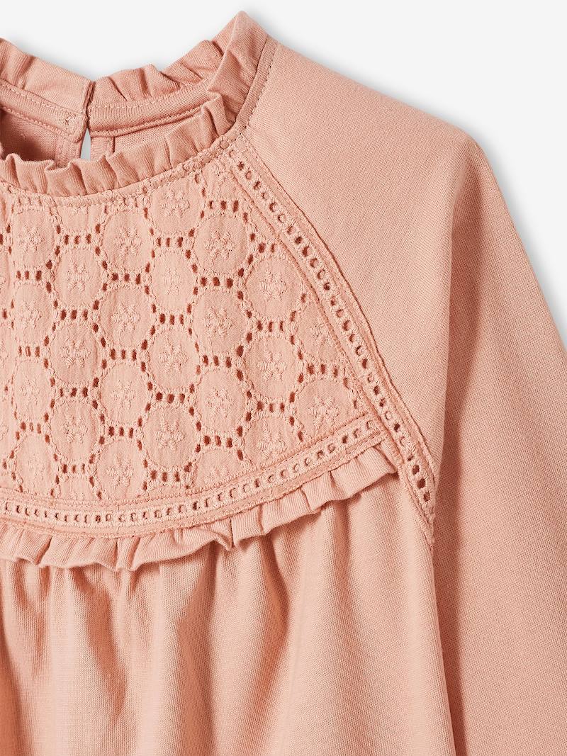 Top with Detail in Broderie Anglaise, for Girls, Girls | Vertbaudet