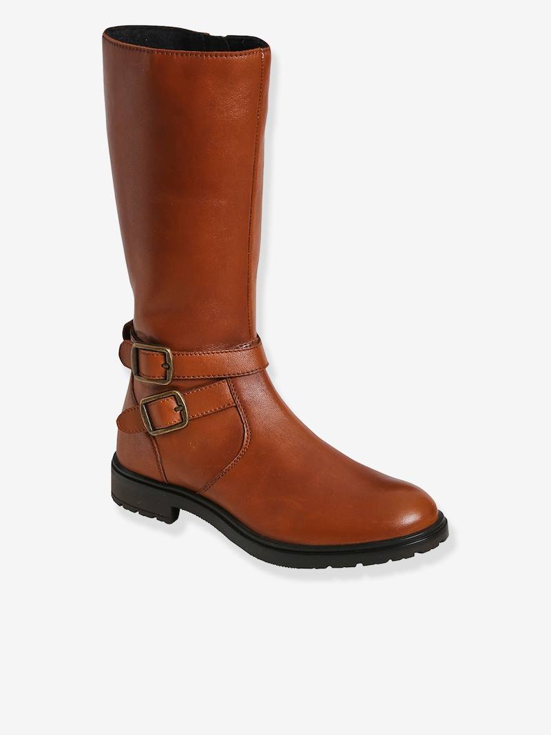 Leather Riding Boots for Girls - camel, Shoes | Vertbaudet