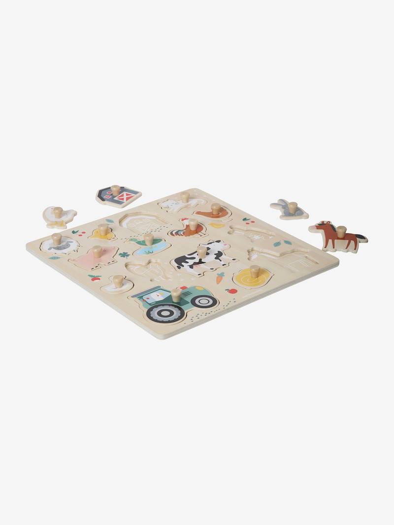 Lovely Farm Peg Puzzle in FSC® Wood - beige light solid with design ...