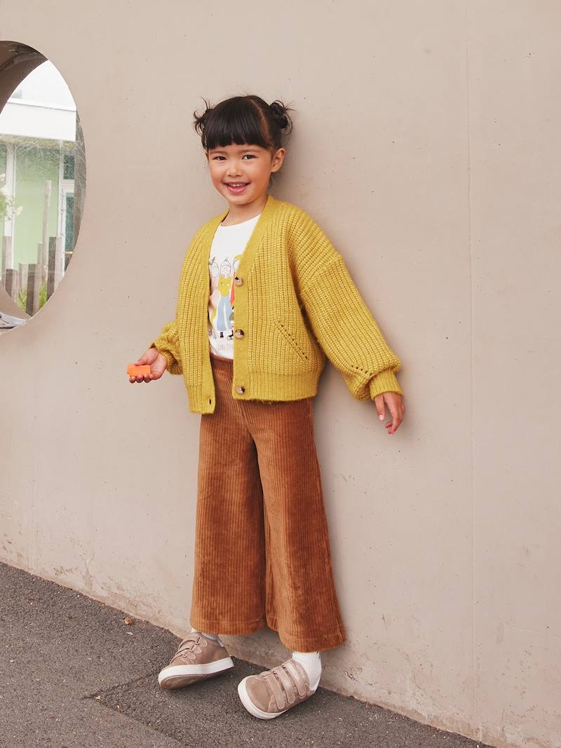 Wide Corduroy Trousers for Girls - brown medium solid, Girls | Vertbaudet