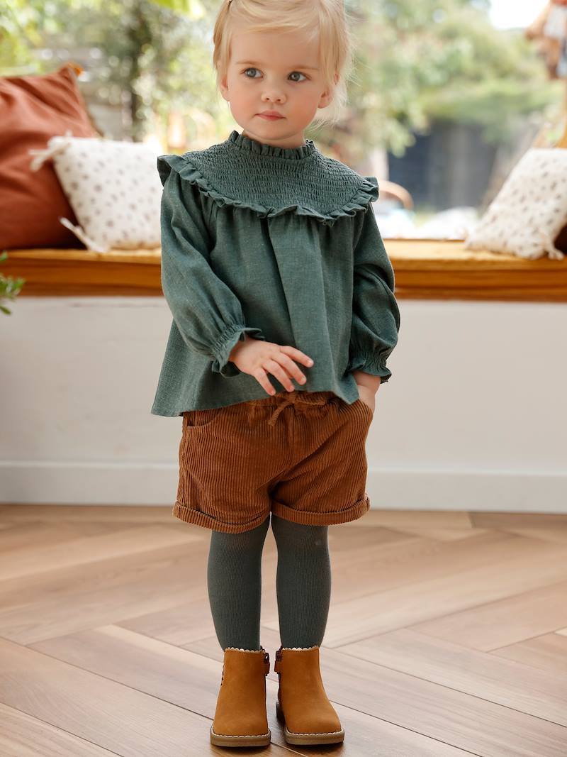 Corduroy Shorts for Baby Girls - camel, Baby | Vertbaudet