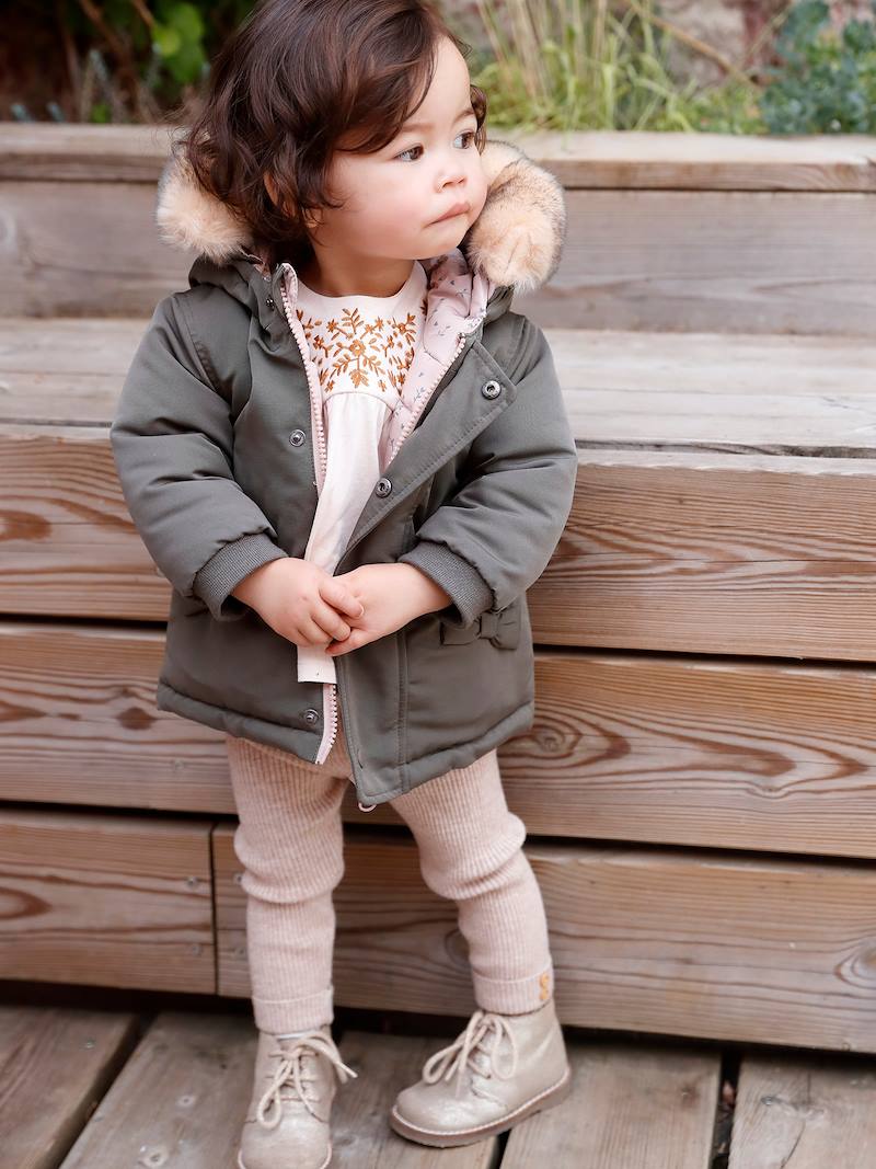 Reversible Parka with Padding in Recycled Polyester, for Babies - green ...