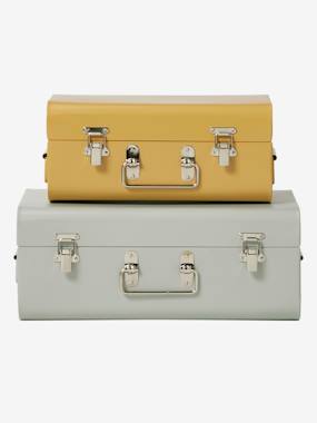 Set of 2 Nesting Metal Trunks - green medium 2 color/multicolr, Bedroom ...