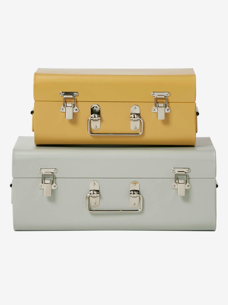 Set of 2 Nesting Metal Trunks - green medium 2 color/multicolr, Bedroom ...