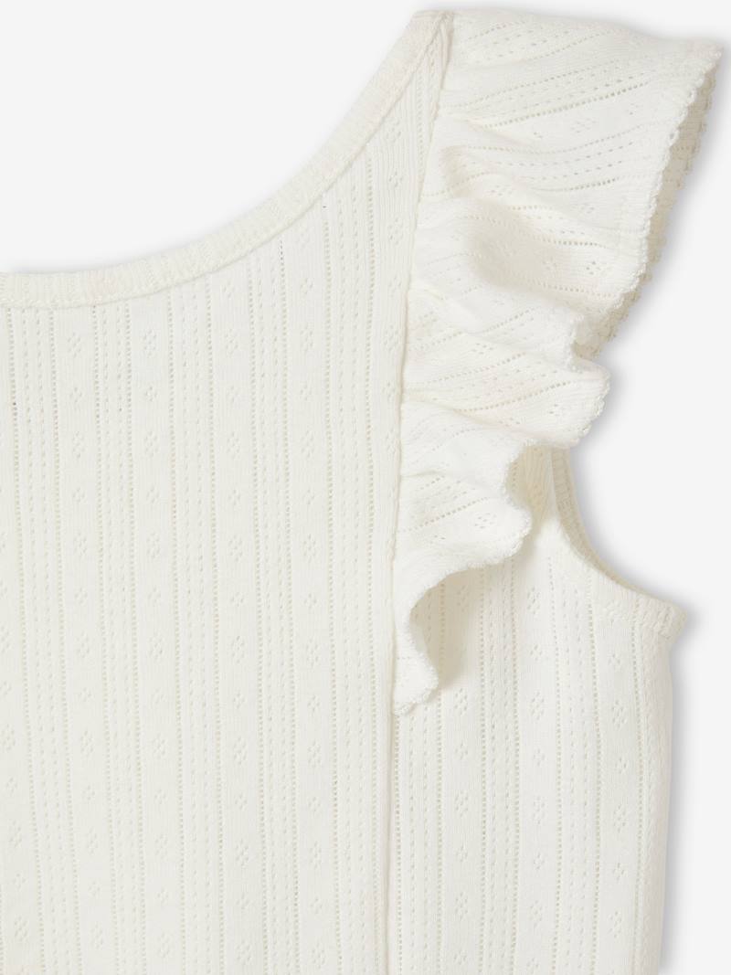 Top with Ruffle, in Pointelle Knit, for Girls - ecru, Girls | Vertbaudet