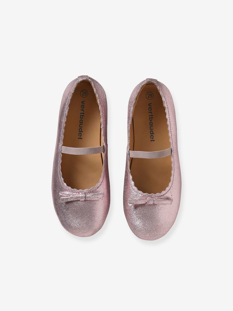 Leather Ballet Pumps, for Girls - gold, Shoes | Vertbaudet