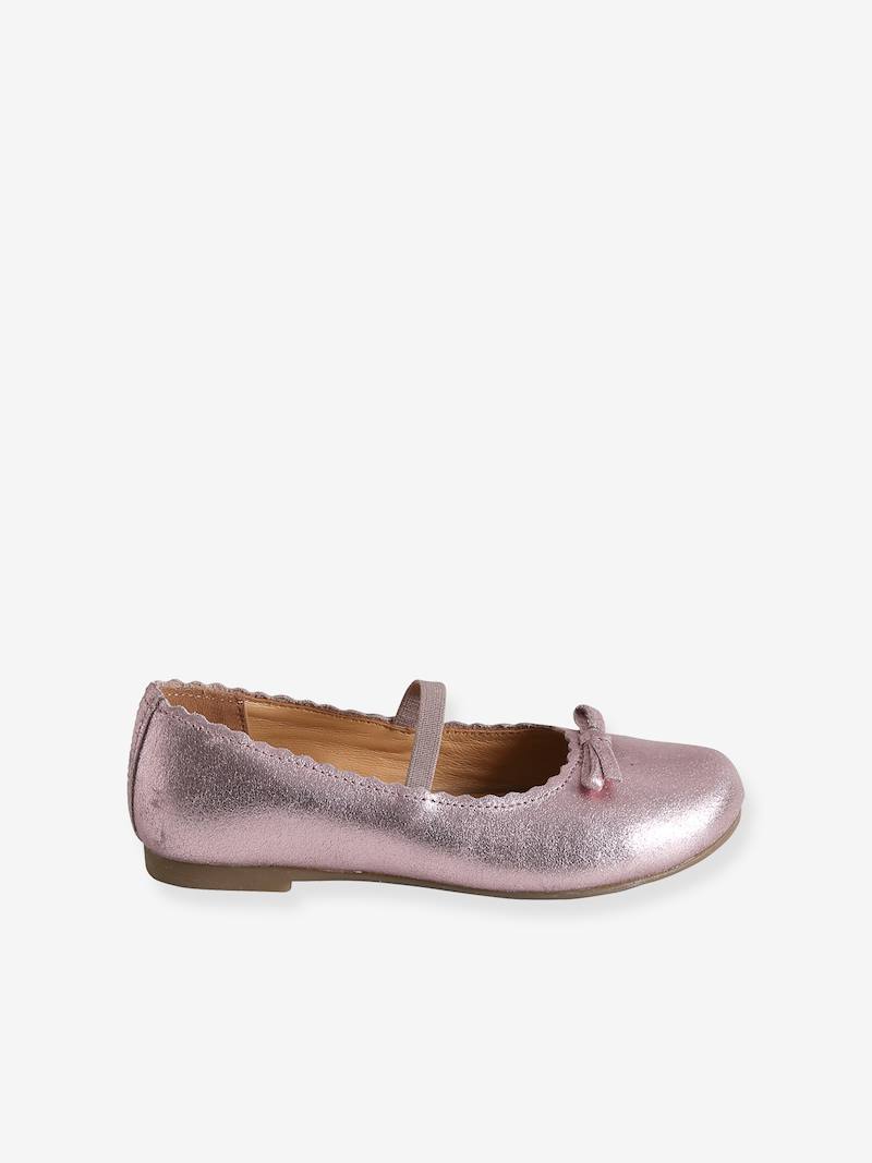 Leather Ballet Pumps, for Girls - gold, Shoes | Vertbaudet