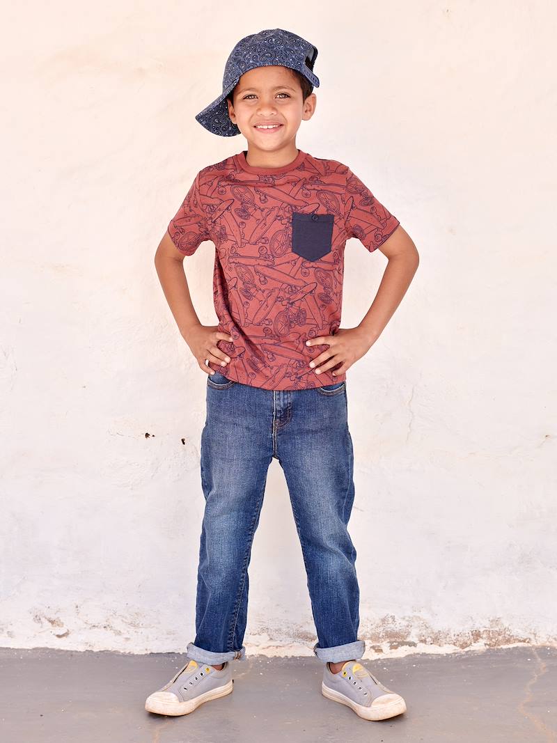 T-Shirt with Graphic Motifs for Boys - lichen, Boys | Vertbaudet