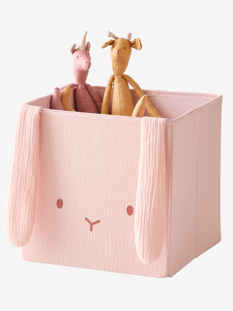 Set of 2 Animals Boxes in Cotton Gauze - set pink, Bedroom Furniture ...