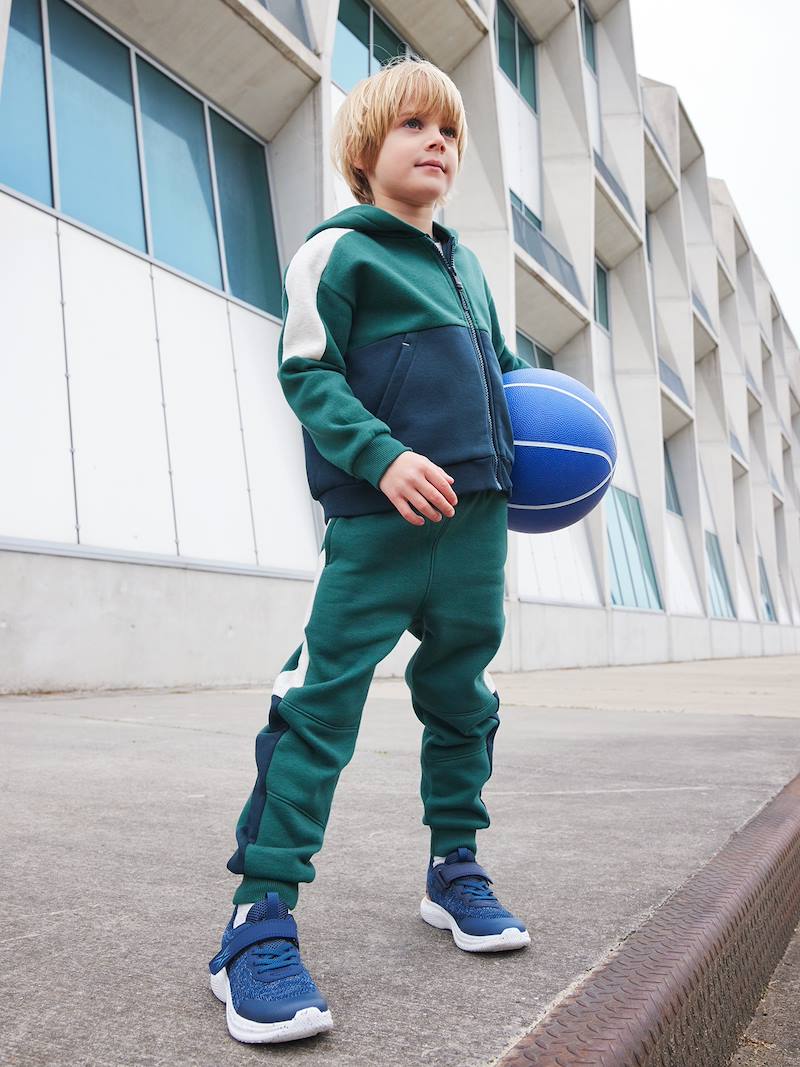 Sports Jacket with Zip & Hood, Colourblock Effect, for Boys - fir green ...