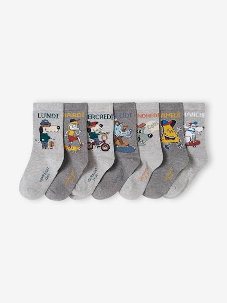 Pack of 7 Pairs of "Mascots" Weekday Socks for Boys - marl grey, Boys ...