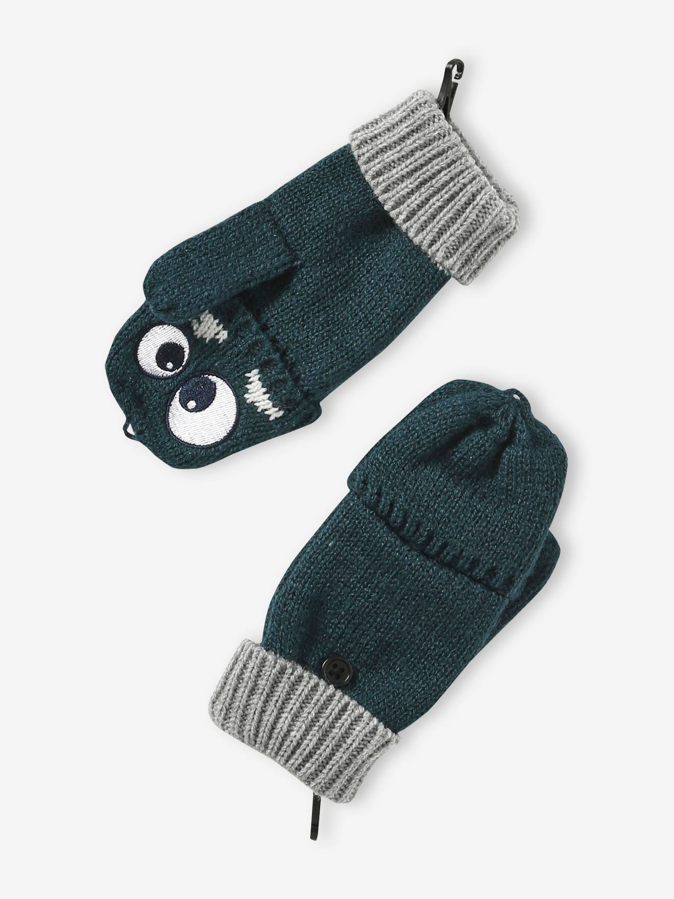 Monster Mittens Fingerless Mitts for Boys fir green Boys Vertbaudet