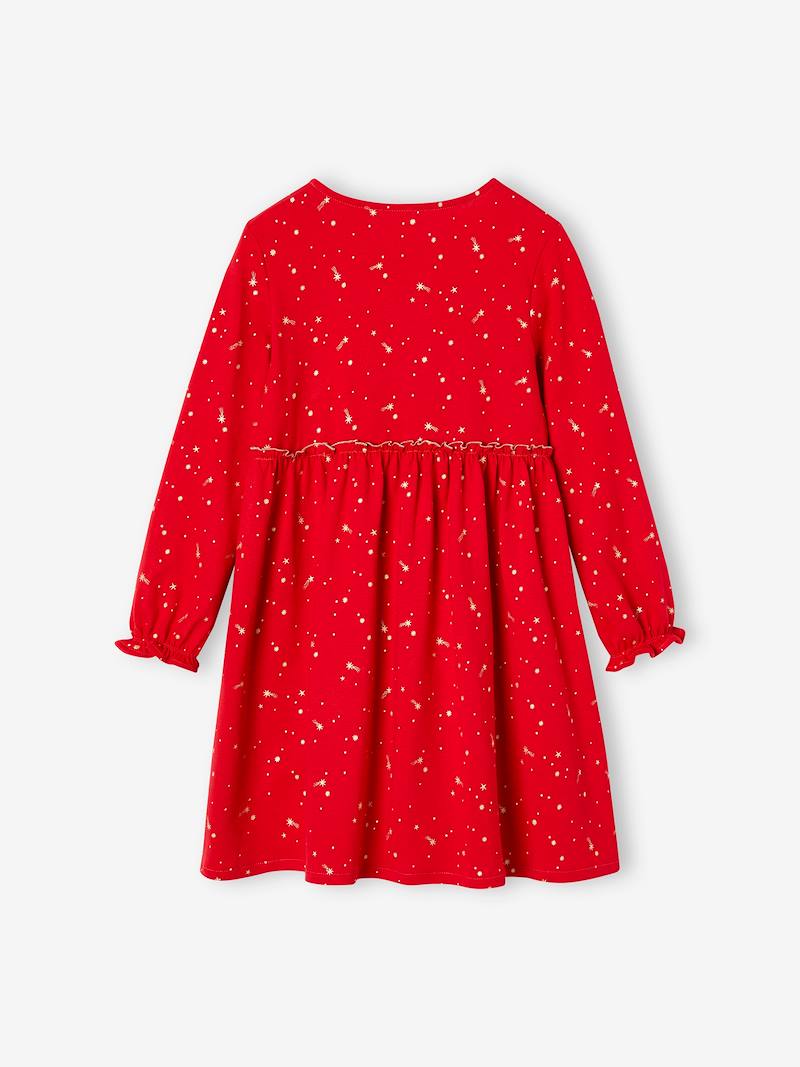 Occasion Wear Dress with Iridescent Stars Motifs for Girls - red, Girls ...