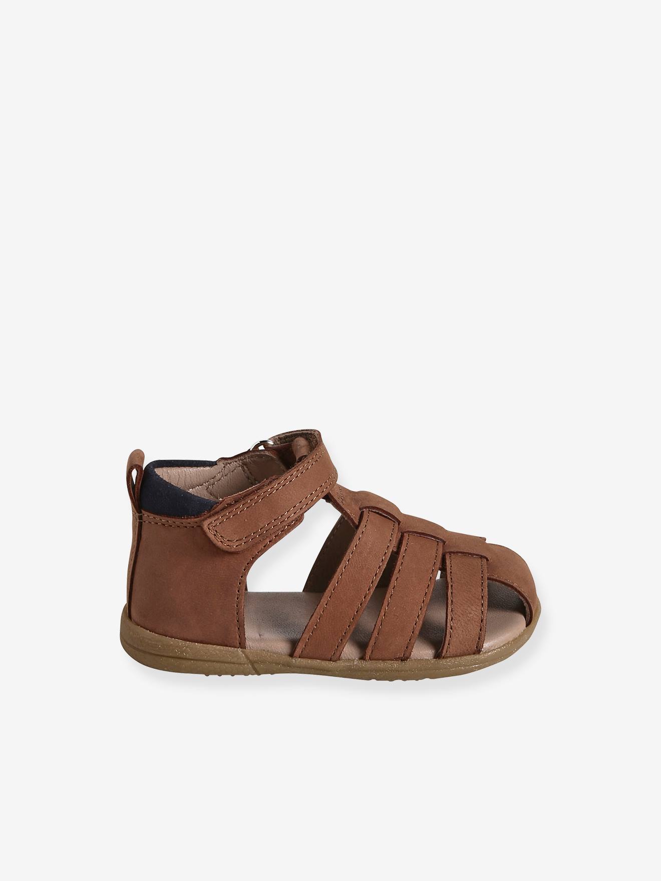Leather Sandals for Baby Boys Designed for First Steps brown Shoes Vertbaudet
