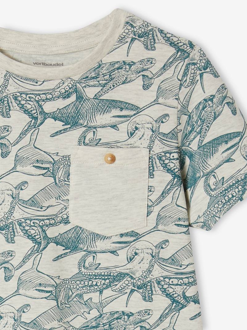 T-Shirt with Graphic Motifs for Boys - lichen, Boys | Vertbaudet
