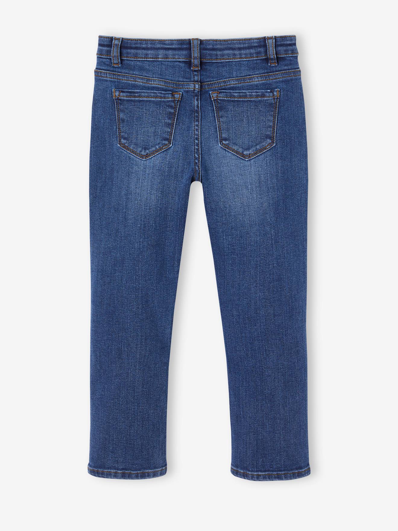 WIDE Hip Slim Leg MorphologiK Jeans for Girls deep blue Girls Vertbaudet