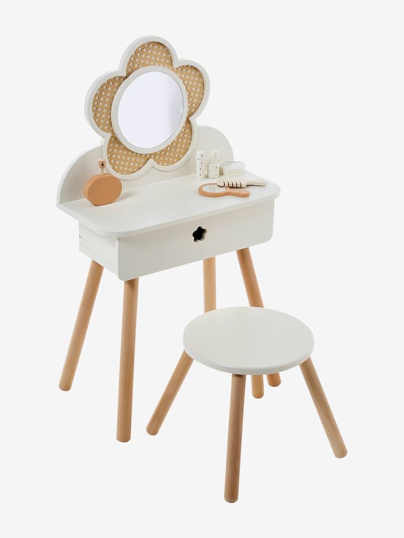 Straw Dressing Table + Accessories, in Certified Wood - rose, Toys ...