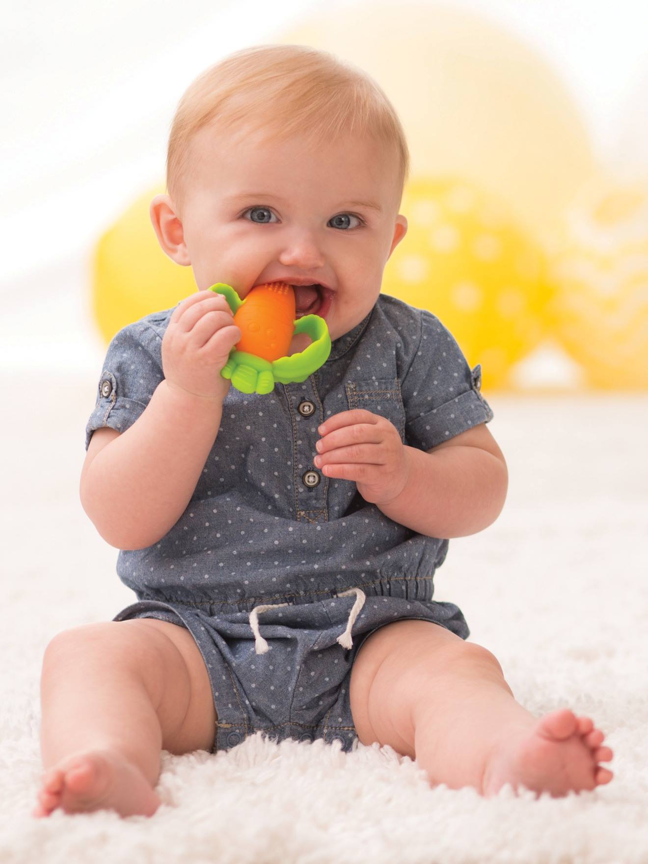 Carrot Teether in Silicone by INFANTINO multicoloured Toys Vertbaudet