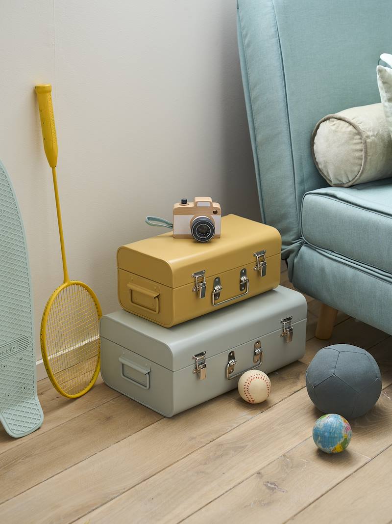 Set of 2 Nesting Metal Trunks - green medium 2 color/multicolr, Bedroom ...
